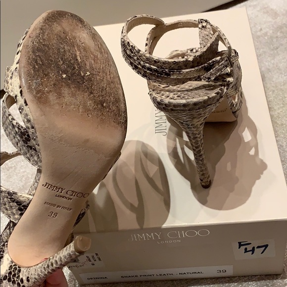 Jimmy Choo | Shoes | Jimmy Choo Snake Print Leather Heel | Poshmark